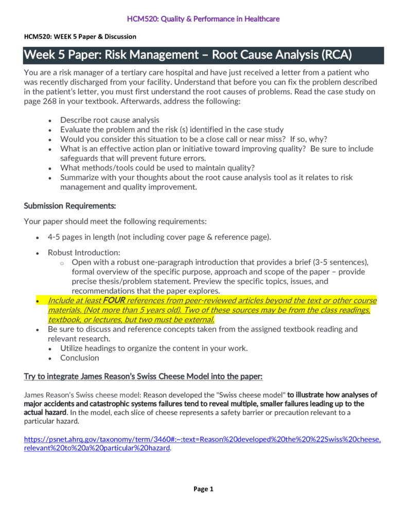 risk management- root cause analysis - Grade Booster